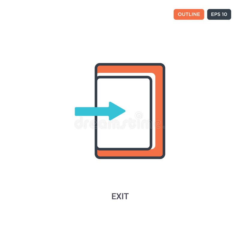 2 Color Exit Concept Line Vector Icon. Isolated Two Colored Exit ...