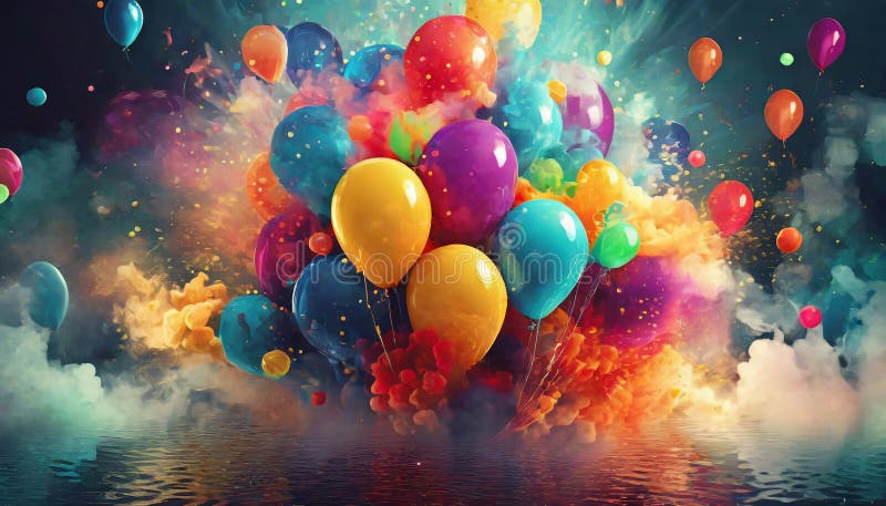 Color Explosion with Balloons Stock Illustration - Illustration of ...