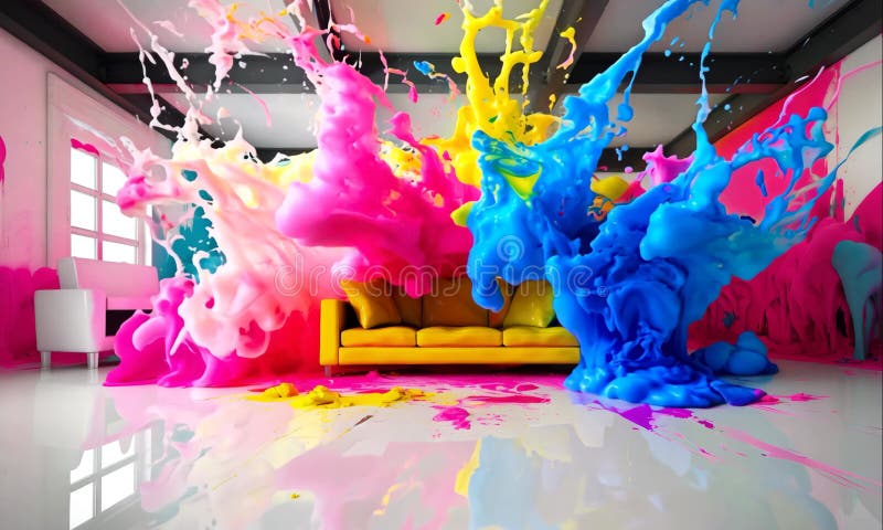 Color Explosion Behind a Couch Stock Footage - Video of decorative ...