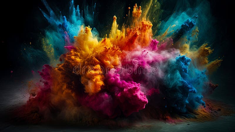 Color Explosion. Burst of Powdered Colors. Paint Powder. Ai Generative ...