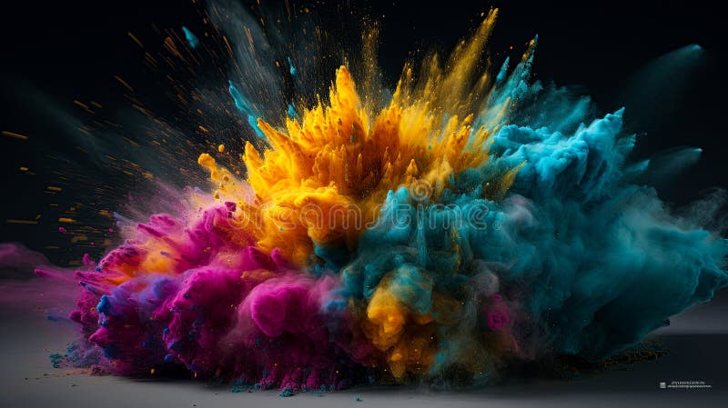 Color Explosion. Burst of Powdered Colors. Paint Powder. Ai Generative ...
