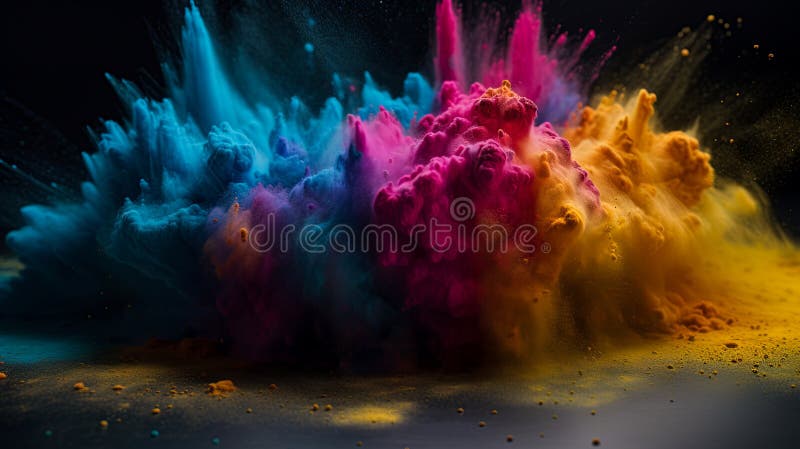 Color Explosion. Burst of Powdered Colors. Paint Powder. Ai Generative ...