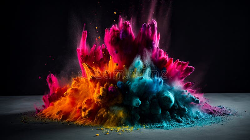 Color Explosion. Burst of Powdered Colors. Paint Powder. Ai Generative ...