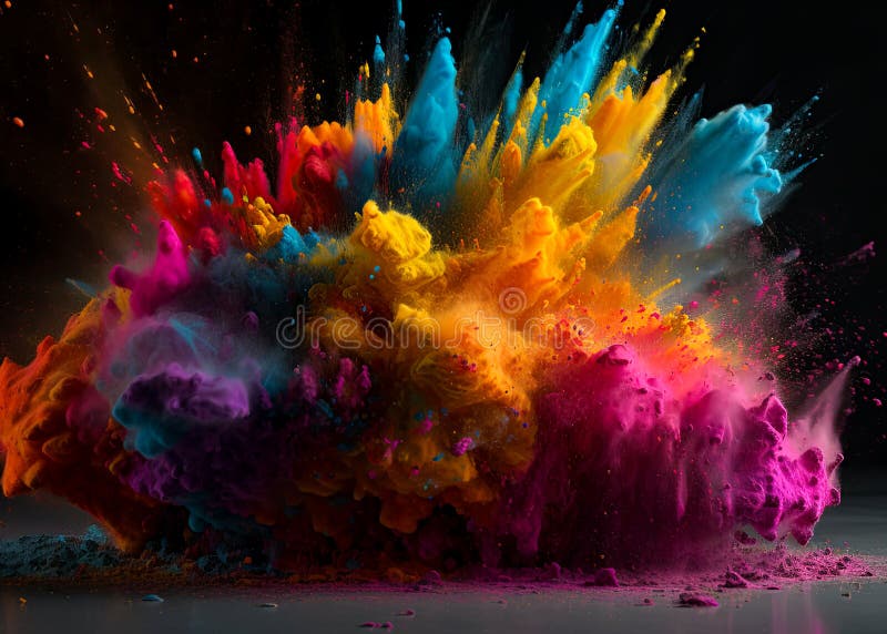 Color Explosion. Burst of Powdered Colors. Paint Powder. Ai Generative ...
