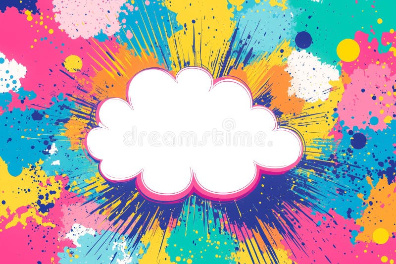 Color Explosion Cartoon Vector with Cloud Shape and Rainbow Splashes on ...