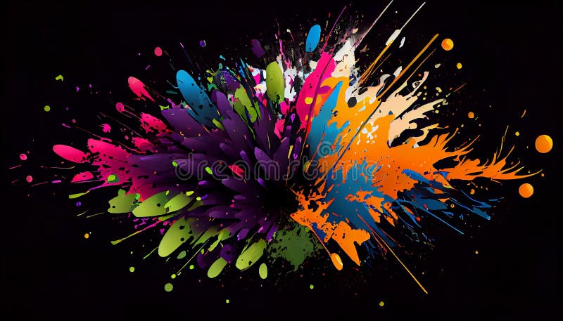 Generative AI, "Color Explosion": a Dynamic and Vibrant Paint Splatters ...