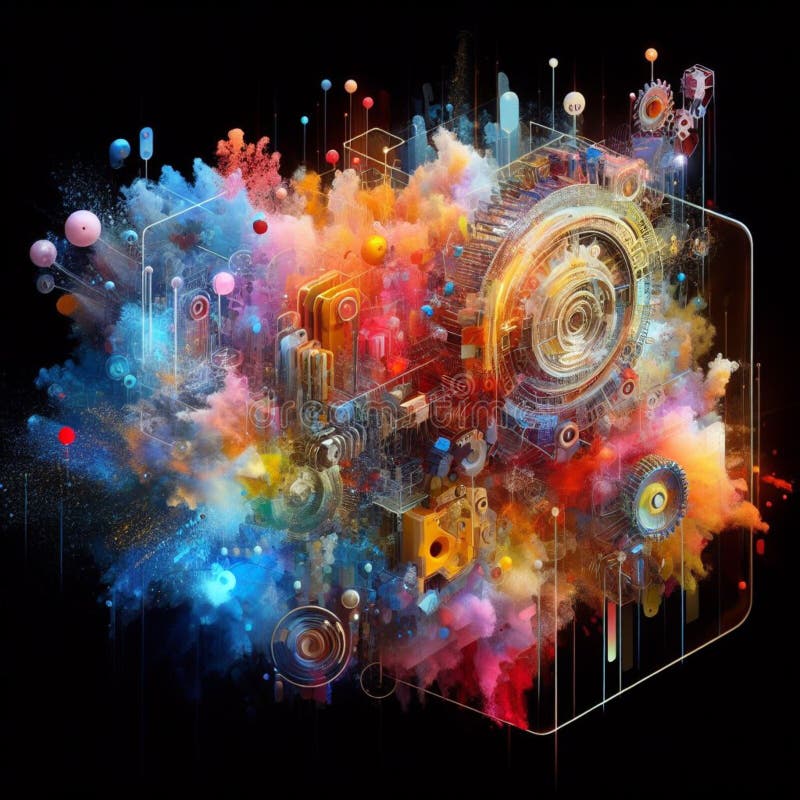 A Color Explosion of Paint Render a Steampunk Geared Poly and Gears ...