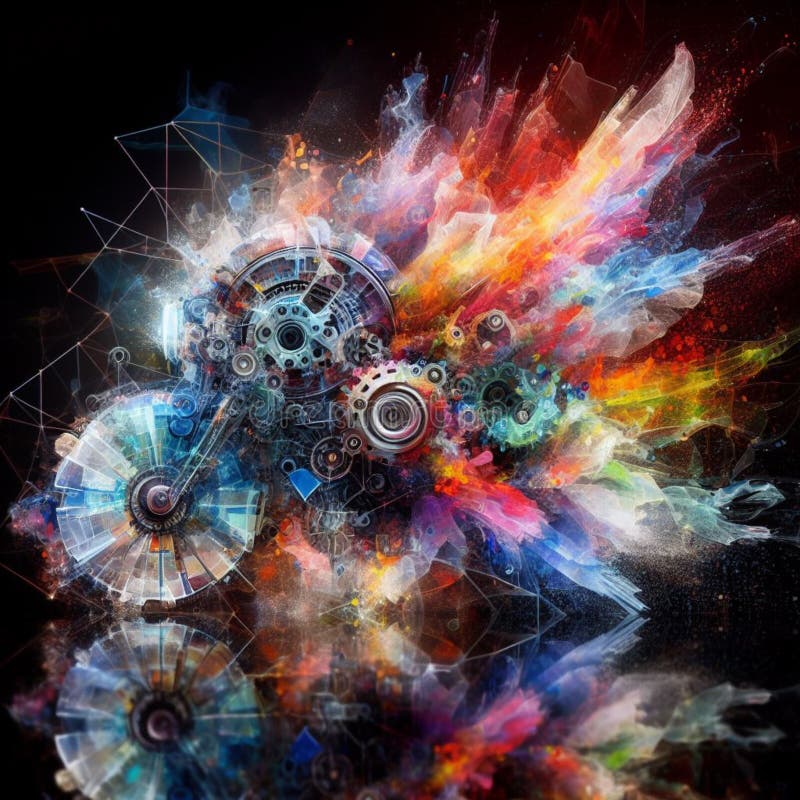 A Color Explosion of Paint Render a Steampunk Geared Poly and Gears ...