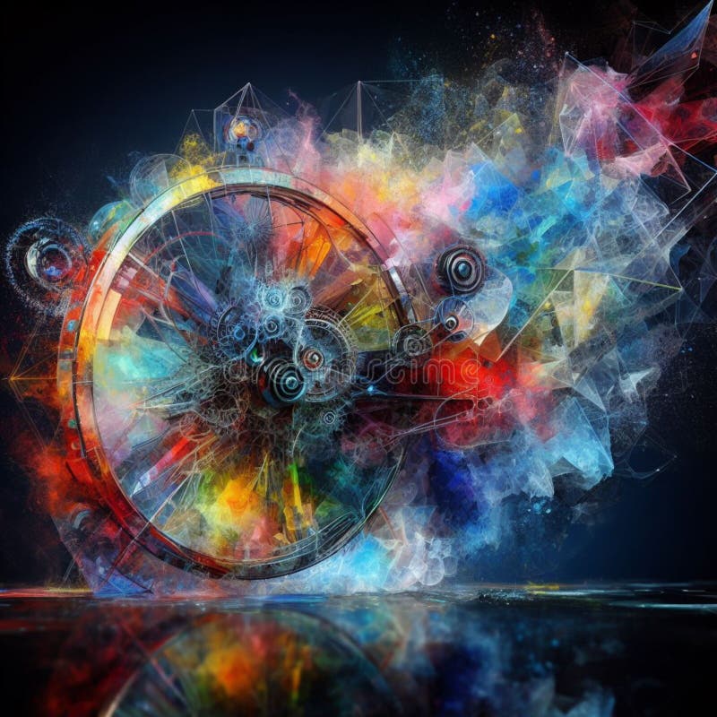 A Color Explosion of Paint Render a Steampunk Geared Poly and Gears ...