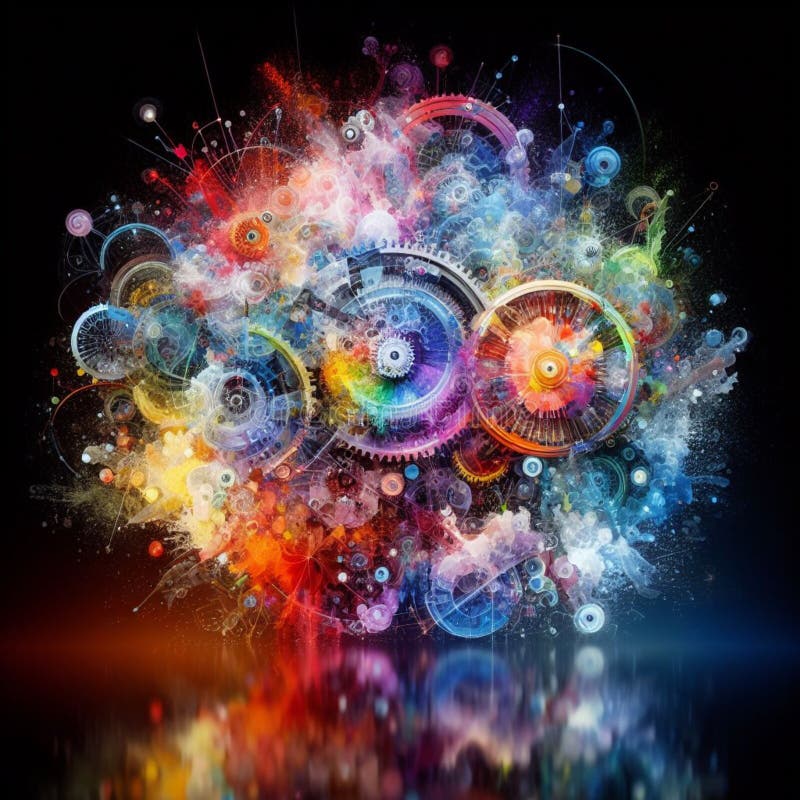 A Color Explosion of Paint Render a Steampunk Geared Poly and Gears ...