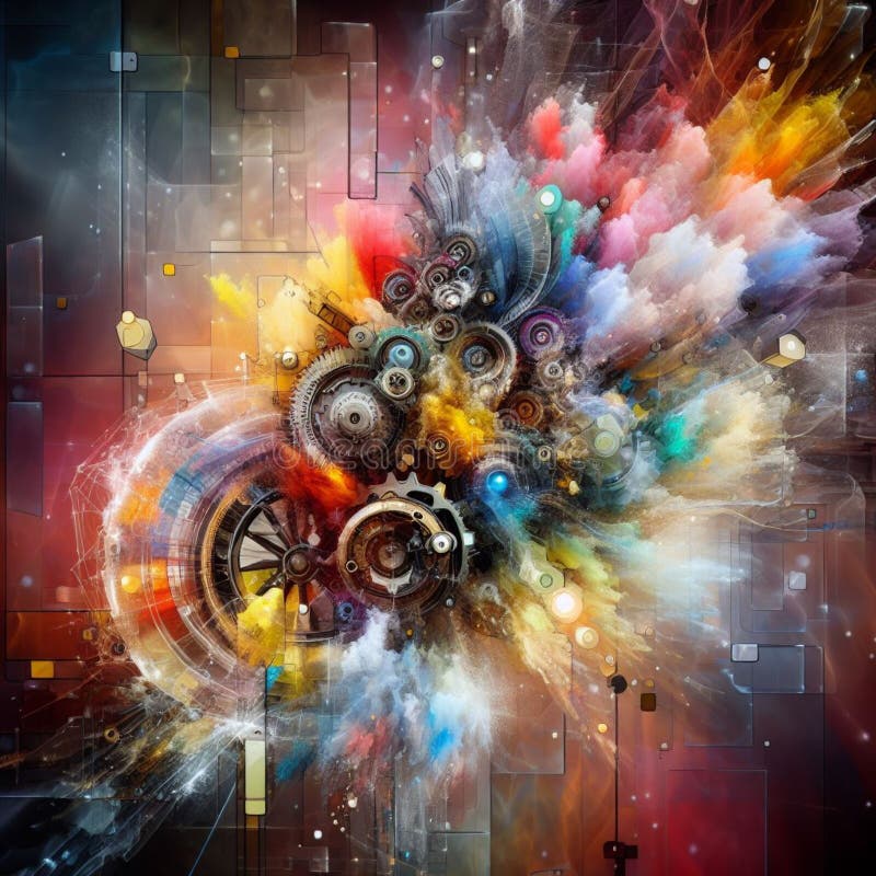 A Color Explosion of Paint Render a Steampunk Geared Poly and Gears ...