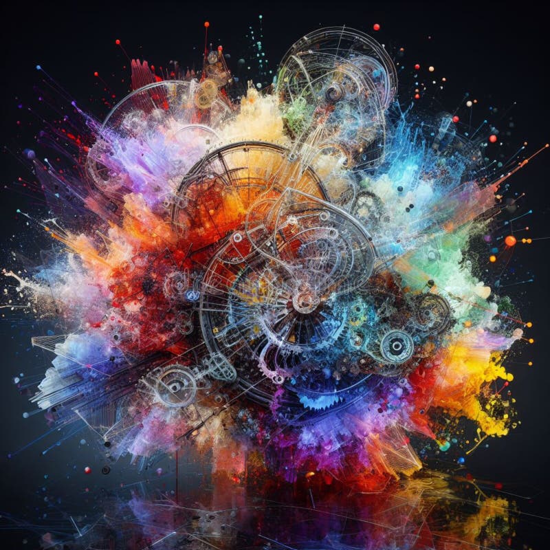 A Color Explosion of Paint Render a Steampunk Geared Poly and Gears ...