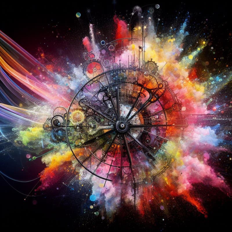 A Color Explosion of Paint Render a Steampunk Geared Poly and Gears ...