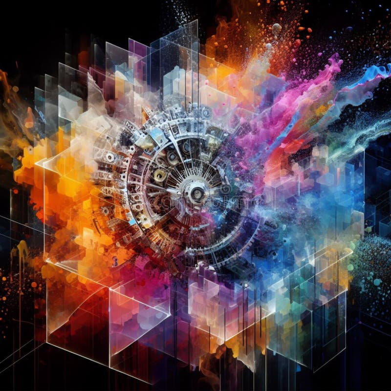 A Color Explosion of Paint Render a Steampunk Geared Poly and Gears ...