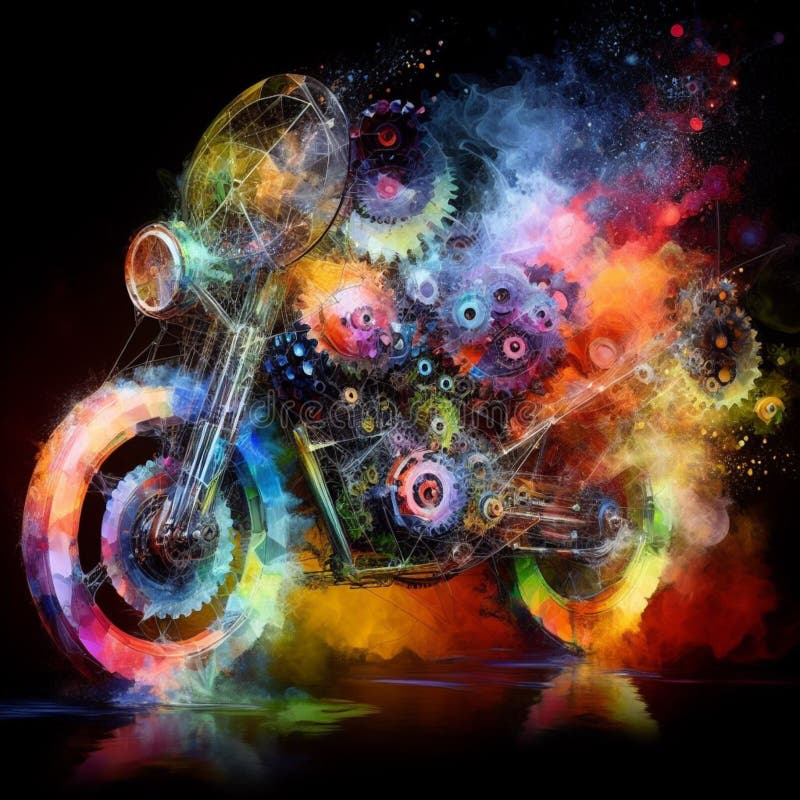 A Color Explosion of Paint Render a Steampunk Geared Poly and Gears ...