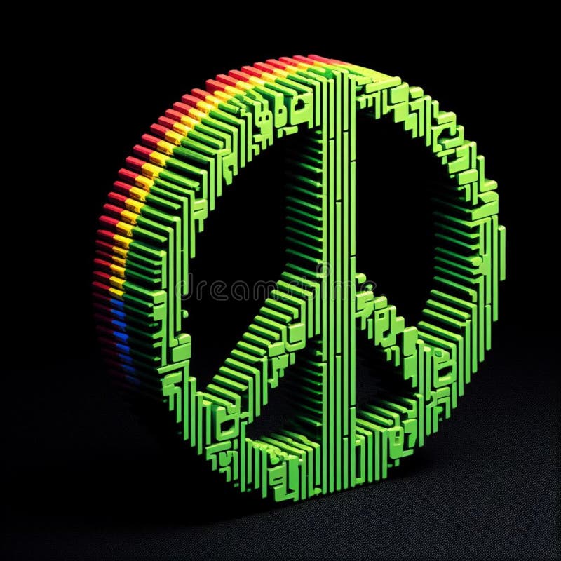 A Color Explosion of Paint Render a Steampunk Geared Poly Peace Symbol ...