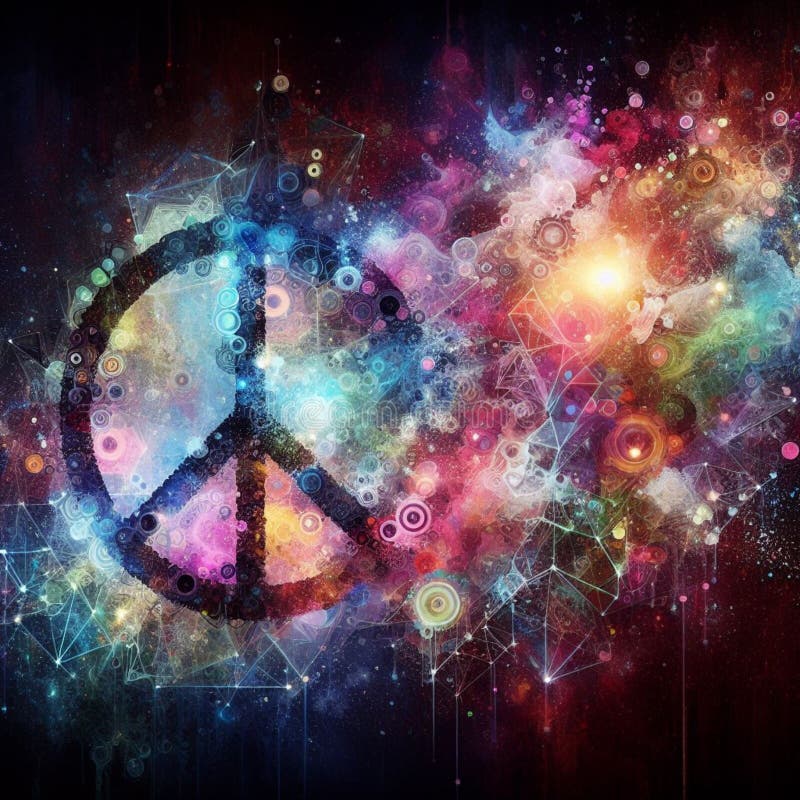 A Color Explosion of Paint Render a Steampunk Geared Poly Peace Symbol ...