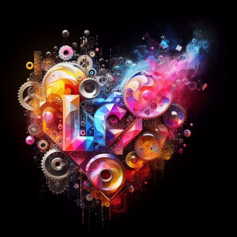 A Color Explosion of Paint Render a Steampunk Geared Poly Transparent ...