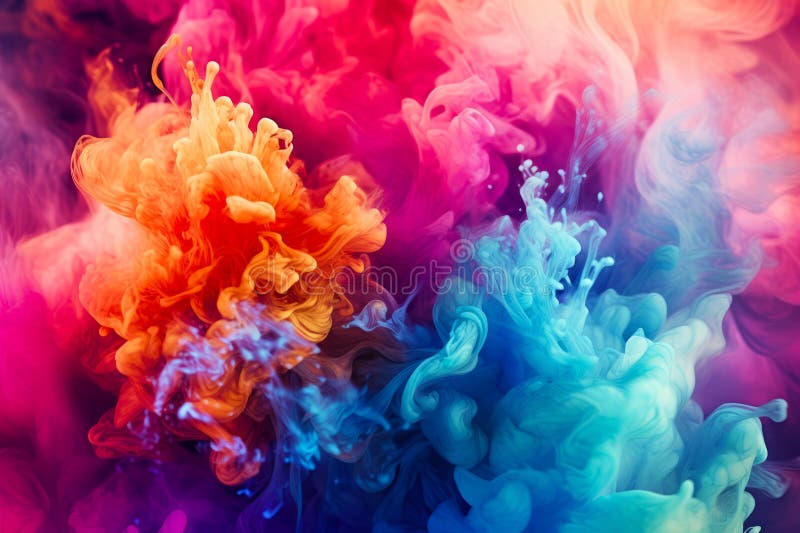 Color Explosion. Rainbow Colored Ink in Water. Colorful Mindscape Stock ...