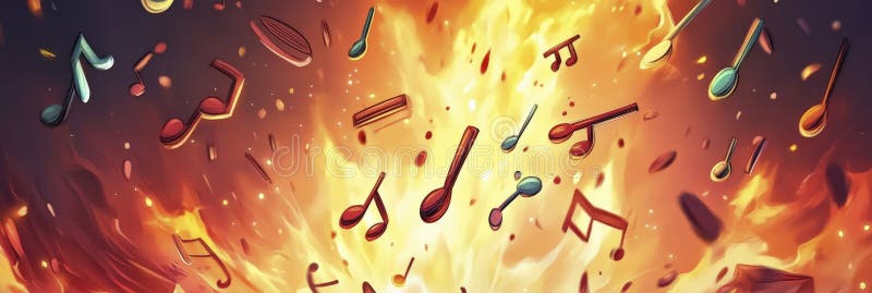Color Explosion with Vibrant Musical Notes in Motion Stock Illustration ...