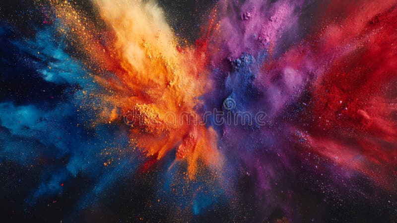 Color Explosion with Vibrant Rainbow Powder Stock Illustration ...