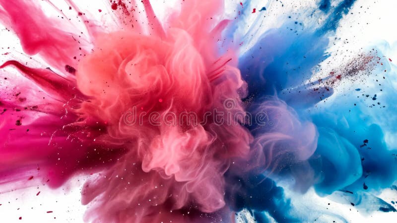 Color Explosion: Vibrant Red and Blue Paint Swirl Together in Creative ...