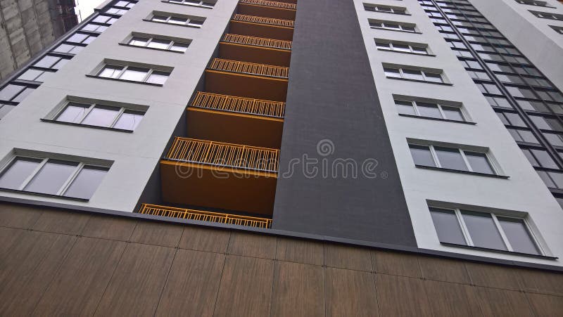 The Color Facade of the Building is Gray-yellow Stock Image - Image of ...