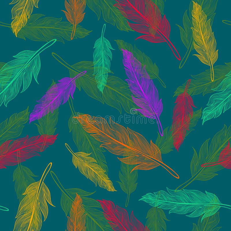 Color feathers pattern stock vector. Illustration of correspondence ...