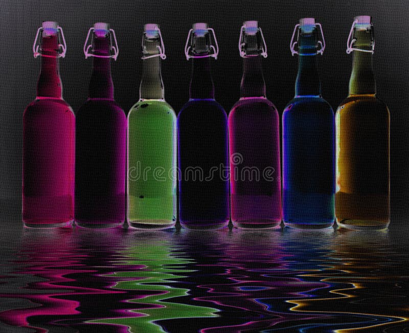 Color FIlled Bottles stock photo. Image of colorful, alcoholic - 57427244