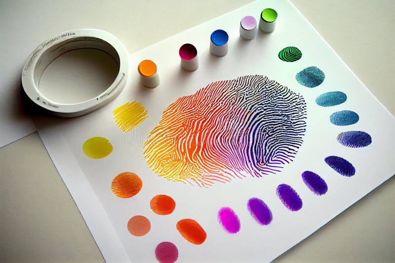 Color Fingerprint Pattern Isolated on White Stock Photo - Image of ...