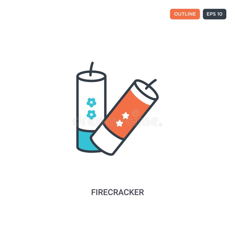 2 Color Firecracker Concept Line Vector Icon. Isolated Two Colored ...