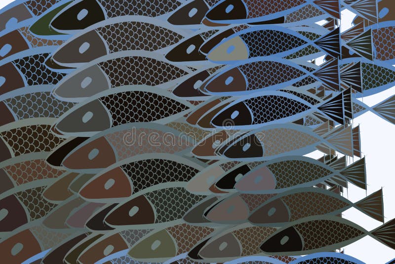 Color Fish Illustrations Background, Hand Drawn. Pattern, Line, Texture ...
