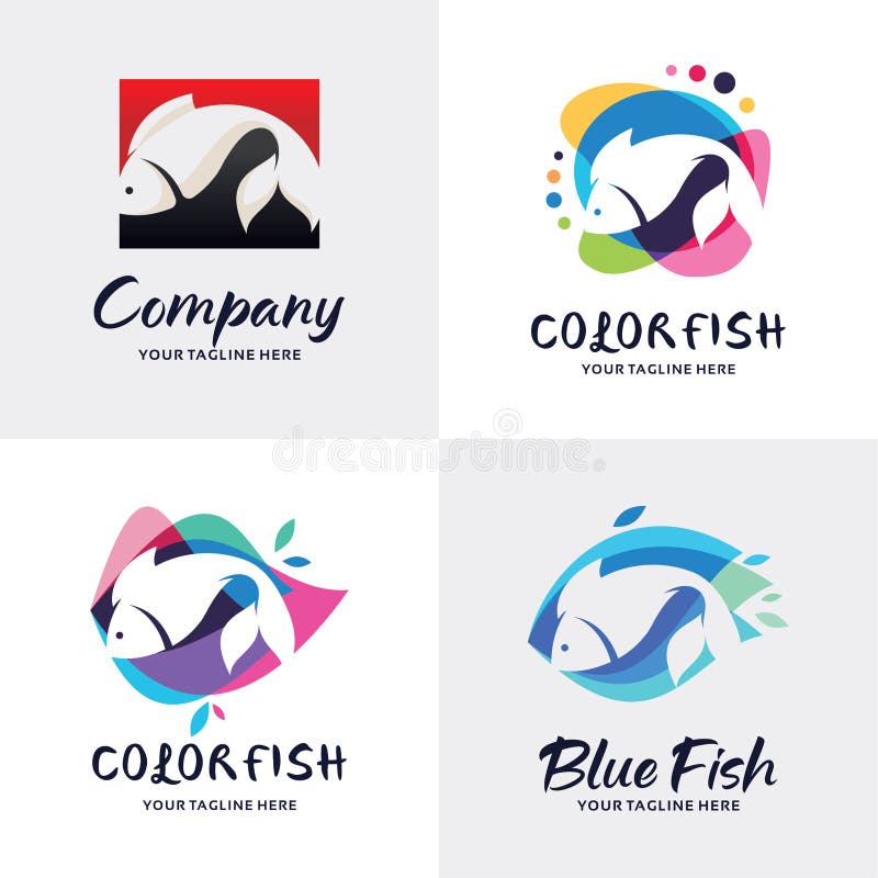 Color Fish Logo Set Design Template Collection Stock Vector ...