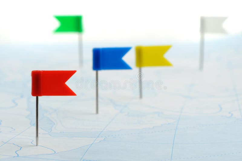 Color flag a pin on map stock image. Image of cartography - 8057301