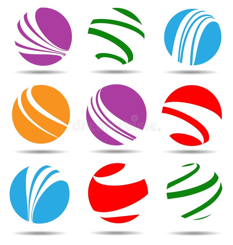 Color Flat Ball Shaped Icon Collection Stock Vector - Illustration of ...