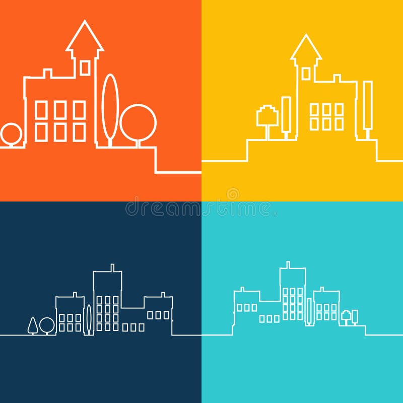 Color Flat Contours of the Urban Landscape Stock Vector - Illustration ...