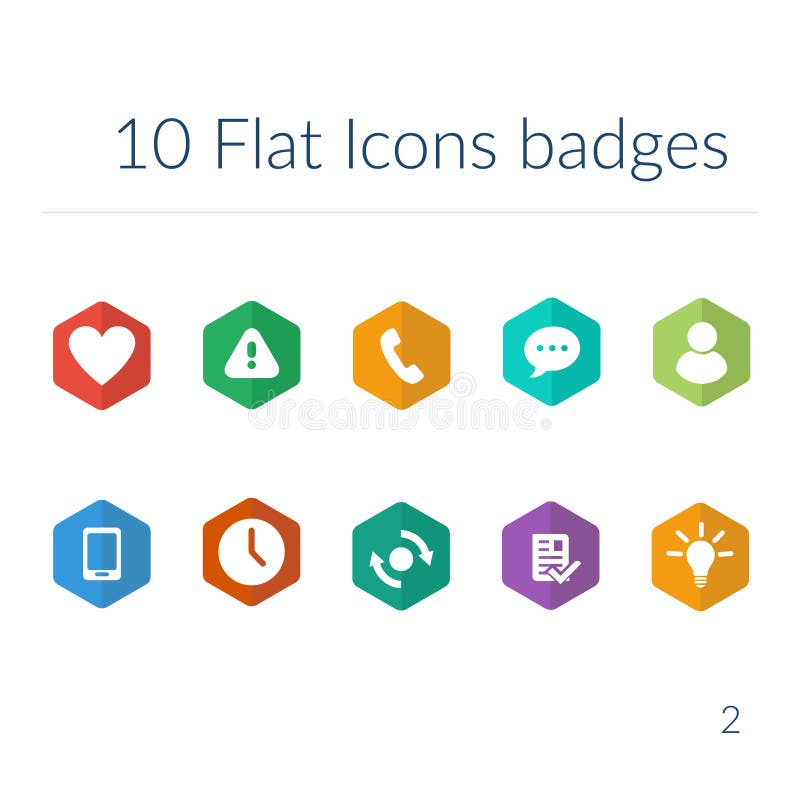 Color Flat Icons Badges Vector Illustration, Abstract Sheet Two Stock ...