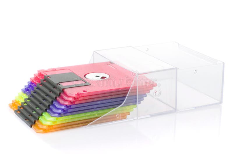 Color Floppy Disks in Box Isolated Stock Photo - Image of floppy ...