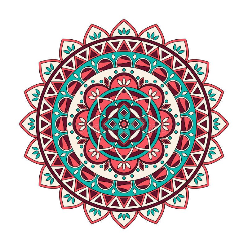 Color Floral Mandala, Vector Illustration Stock Vector - Illustration ...