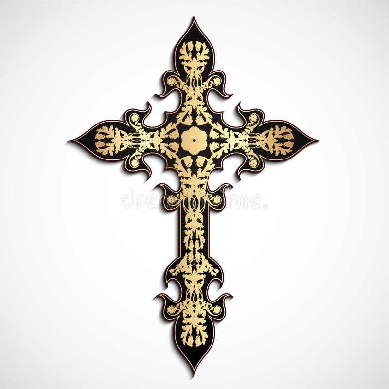 Color Floral Ornament Stylized Cross Stock Vector - Illustration of ...