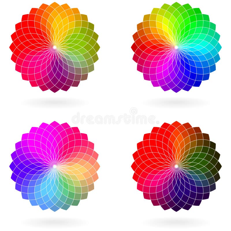 Set of Color Wheels / Circles / Flowers Rainbow Colors Stock Vector ...