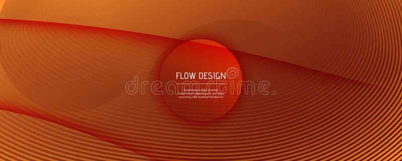Color Fluid Flow Orange Futuristic Background Stock Vector