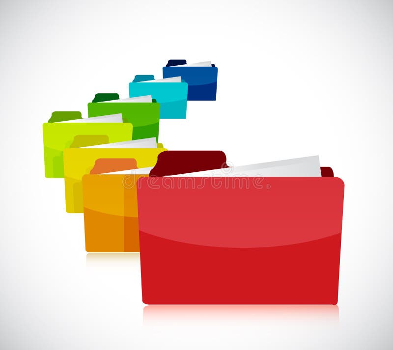 Set of Folders on La Row. Illustration Design Stock Illustration ...