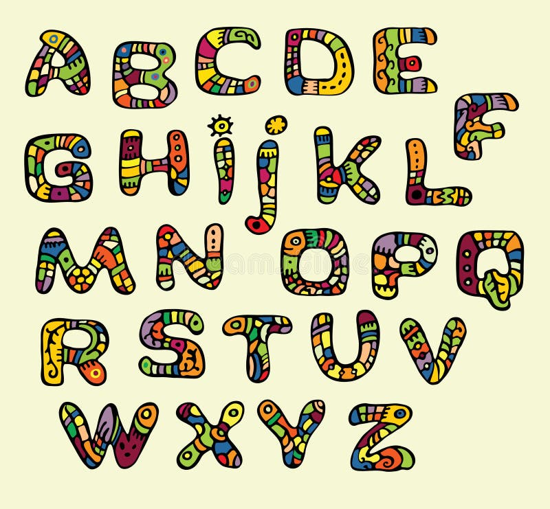 Color Font in the Style of Ethnic Stock Vector - Illustration of ...