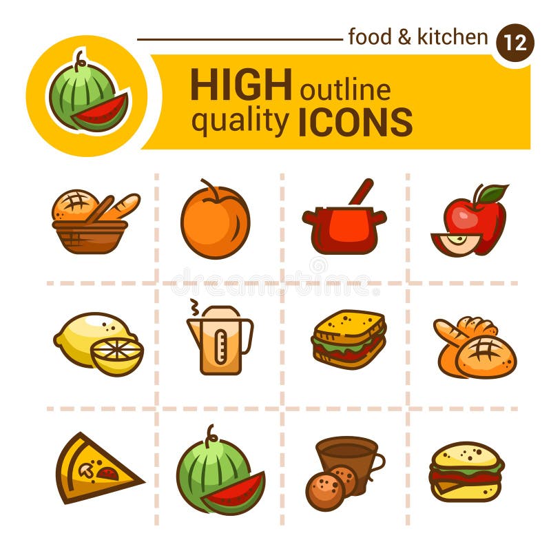 Color food icons stock vector. Illustration of button - 31359079