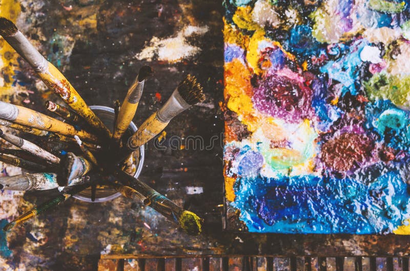 Color Fragments Stained on Paper Sheets from Art . Stock Photo - Image ...