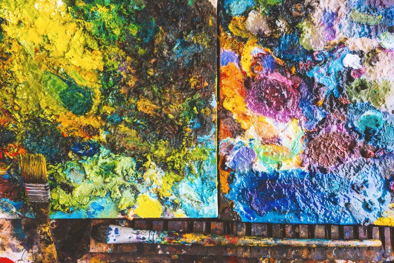 Color Fragments Stained on Paper Sheets from Art . Stock Photo - Image ...