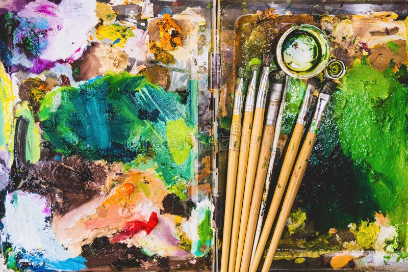 Color Fragments Stained on Paper Sheets from Art . Stock Photo - Image ...