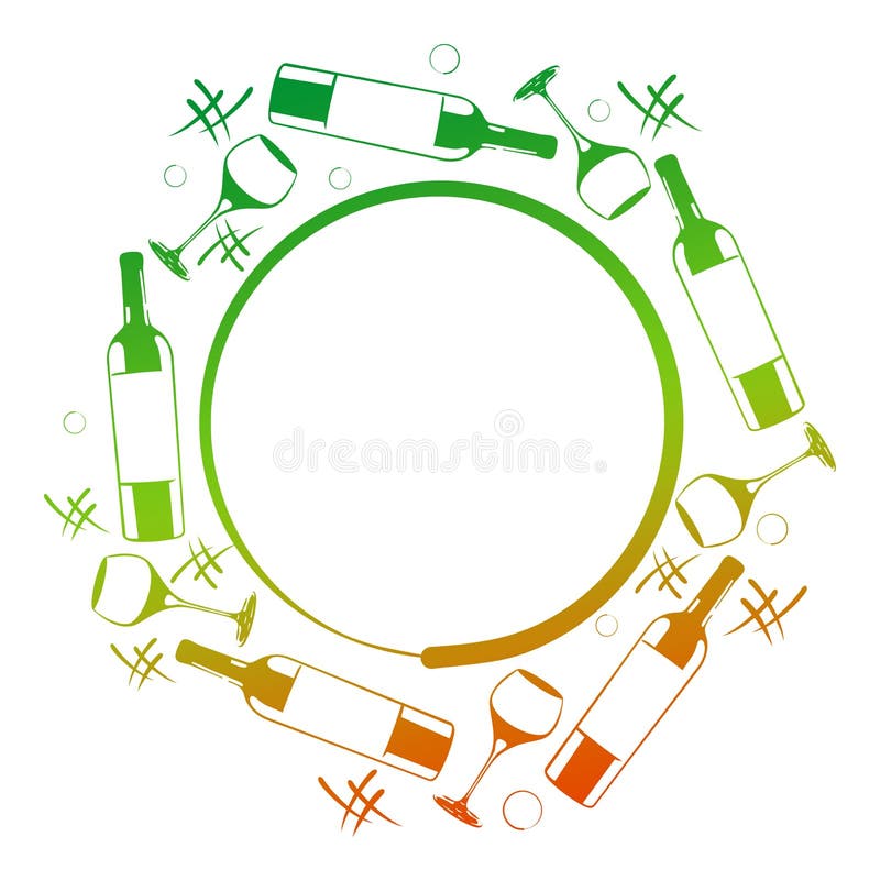 Color Frame with Wine Bottles Stock Illustration - Illustration of ...