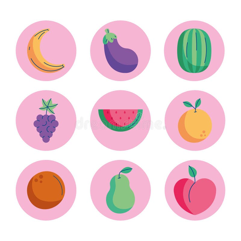 Color Fruit Vector Elements Pack Stock Illustration - Illustration of ...